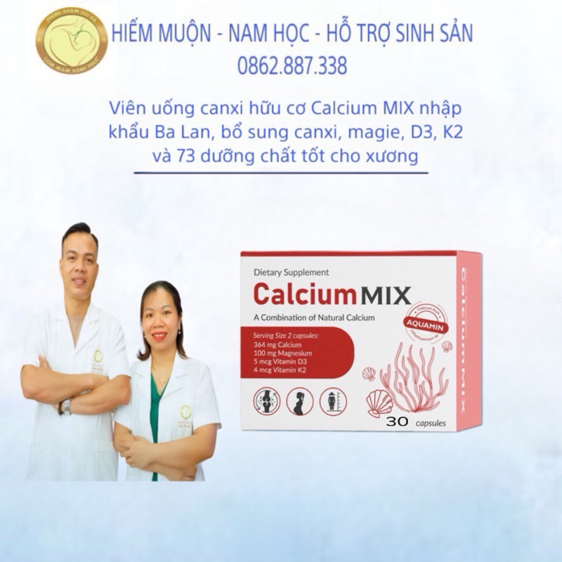 Viên uống canxi hữu cơ Calcium MIX nhập khẩu Ba Lan, bổ sung canxi ...