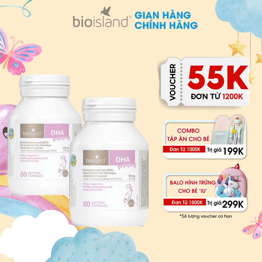 Combo 2 hộp viên uống DHA cho bà bầu Bio Island DHA For Prenancy 60 viên đảm bảo sức khỏe của mẹ ...