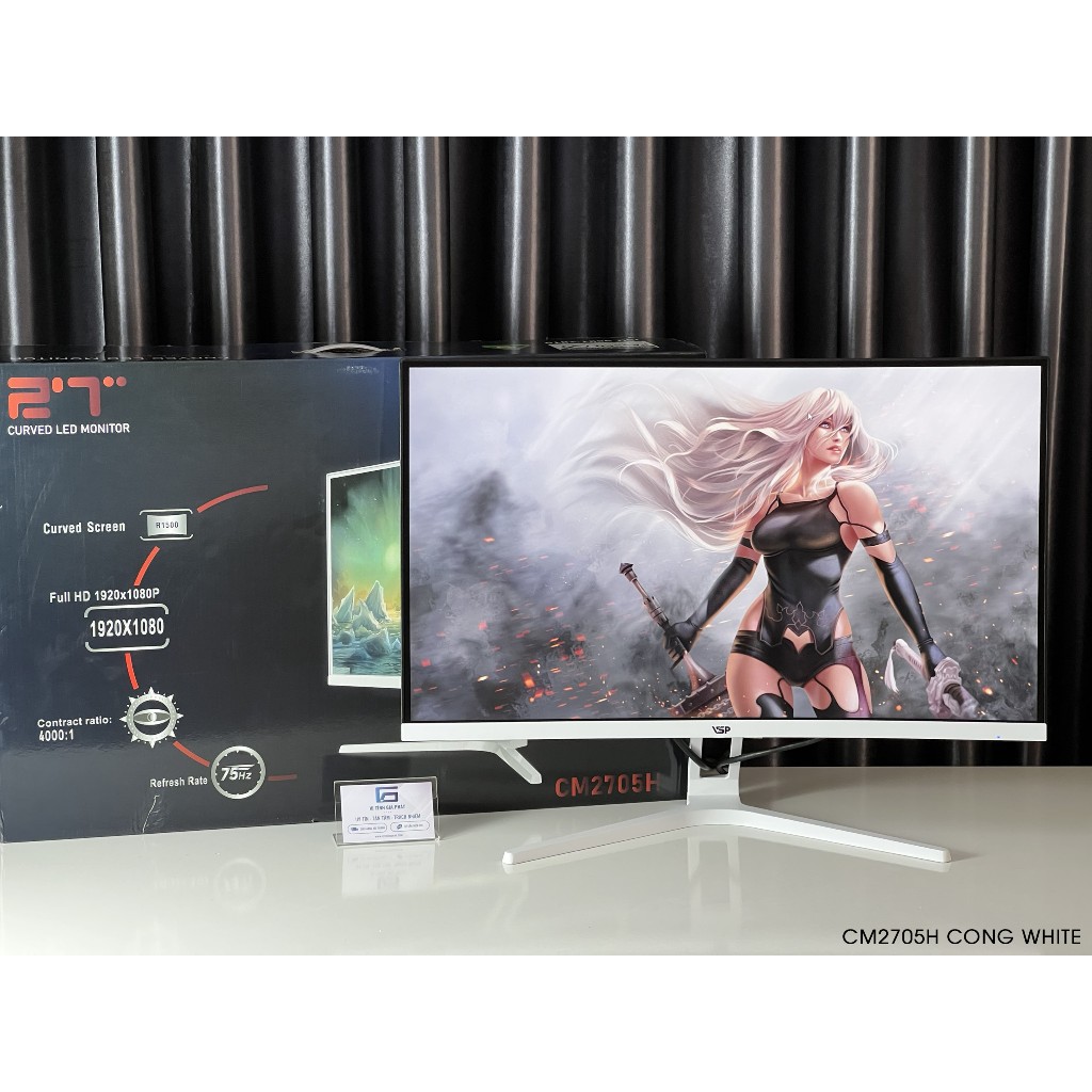 Màn Hình Gaming VSP CM2705H WHITE (27 inch/FHD/VA/75Hz/6ms/HDMI + VGA/Cong) chính hãng Bảo hành ...