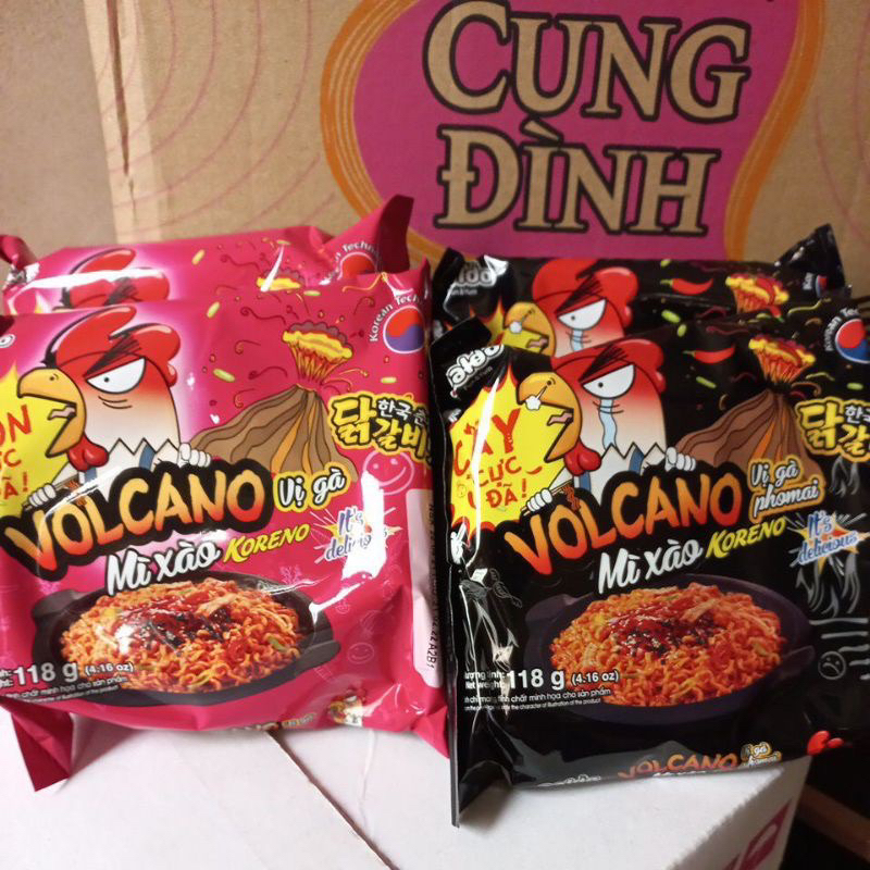 Mì xào KORENO VOLCANO vị gà và vị gà phô mai Combo 5 gói | Shopee Việt Nam