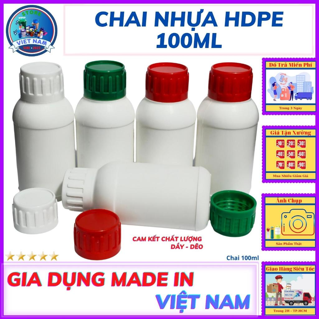 Chai Nhựa HDPE 100ml ️ Giá Sỉ Tận Xưởng ️ Chai Nhựa HDPE 100ml - Nắp Trắng + Seal Chống Tràn ...