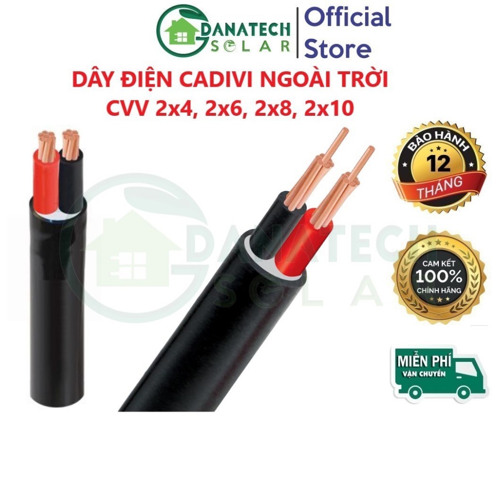 Dây điện ngoài trời cadivi 2 lõi CVV 2x4, 2x6, 2x8, 2x10mm2, ruột đồng ...
