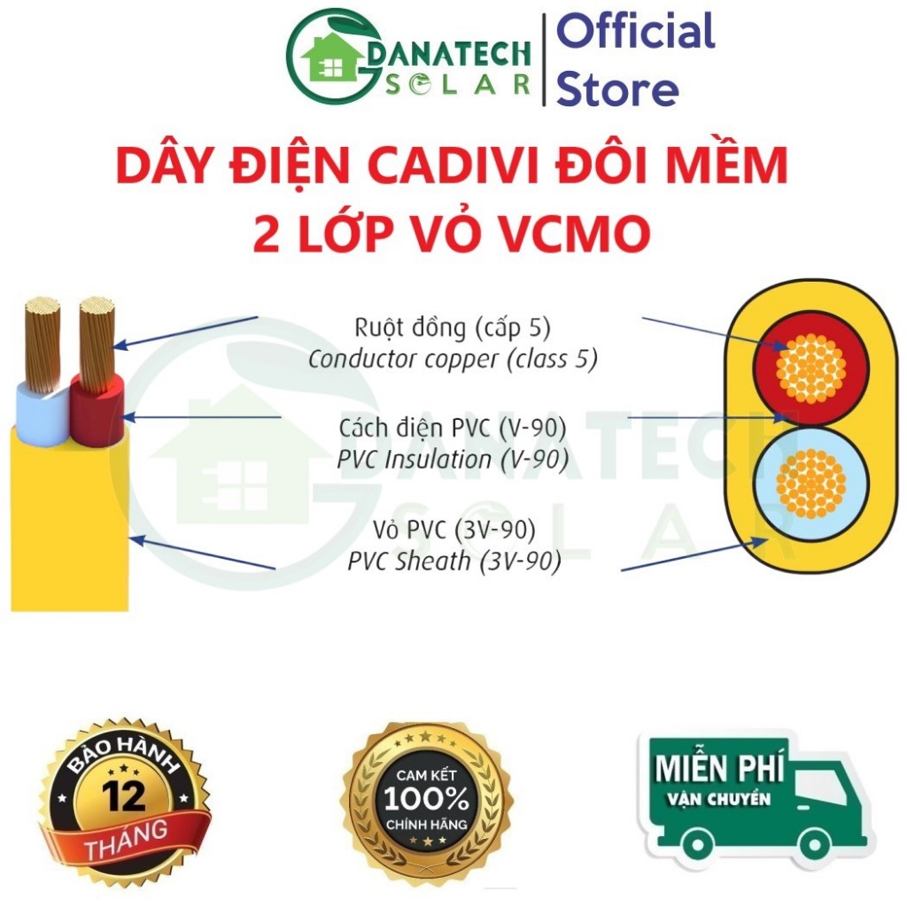 Dây điện CADIVI đôi mềm Vcmd Vcmo 2x0.5, 2x0.75, 2x1.0, 2x1.5, 2x2.5mm2 ...