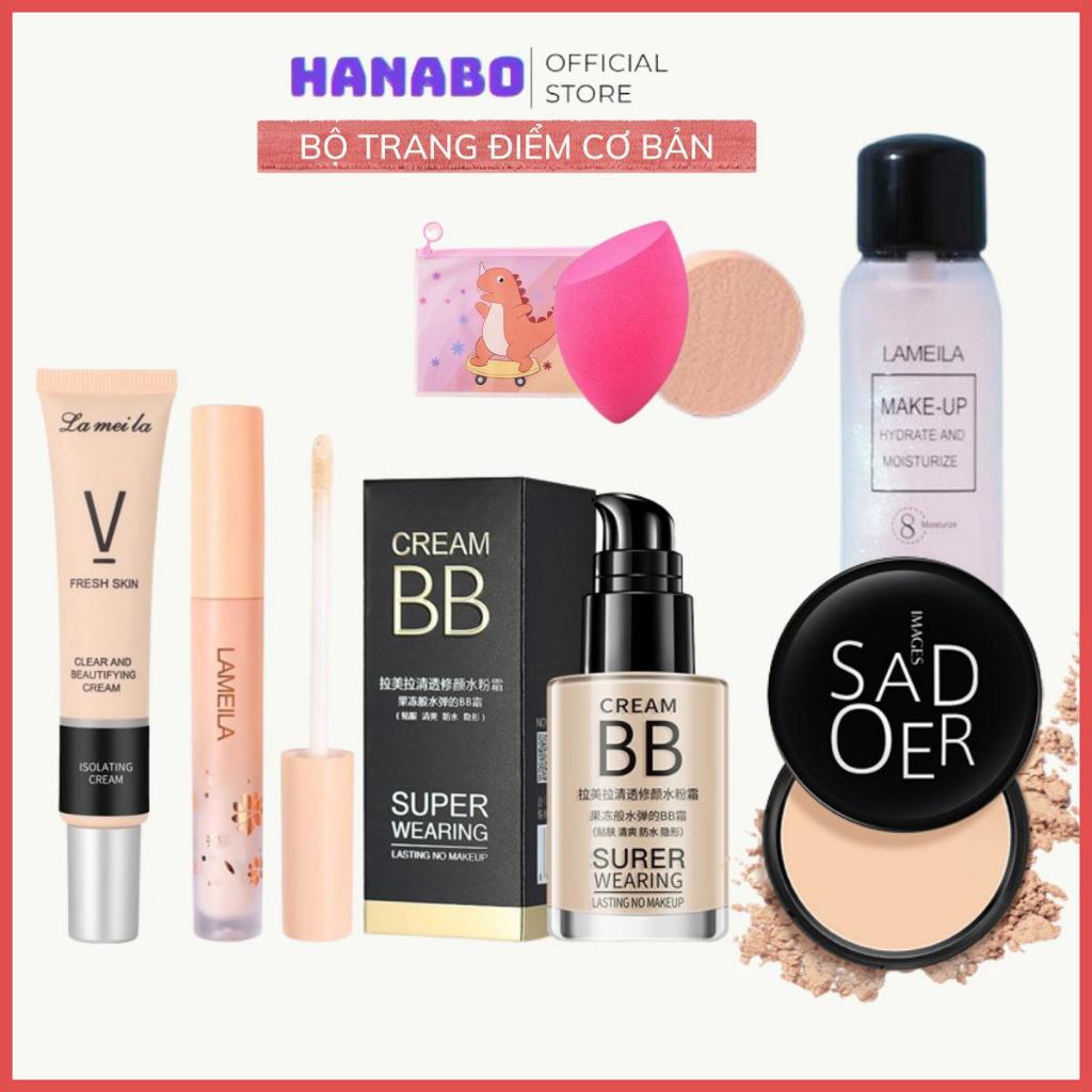 Bộ makeup đầy đủ Sét trang điểm nền đầy đủ gồm kèm lót, kem nền, kem che khuyết điểm, phấn phủ ...
