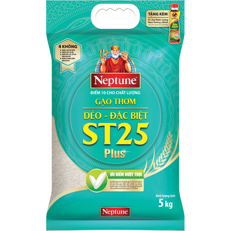 Gạo Thơm Đặc Sản ST25 Plus Neptune túi 5kg | Shopee Việt Nam