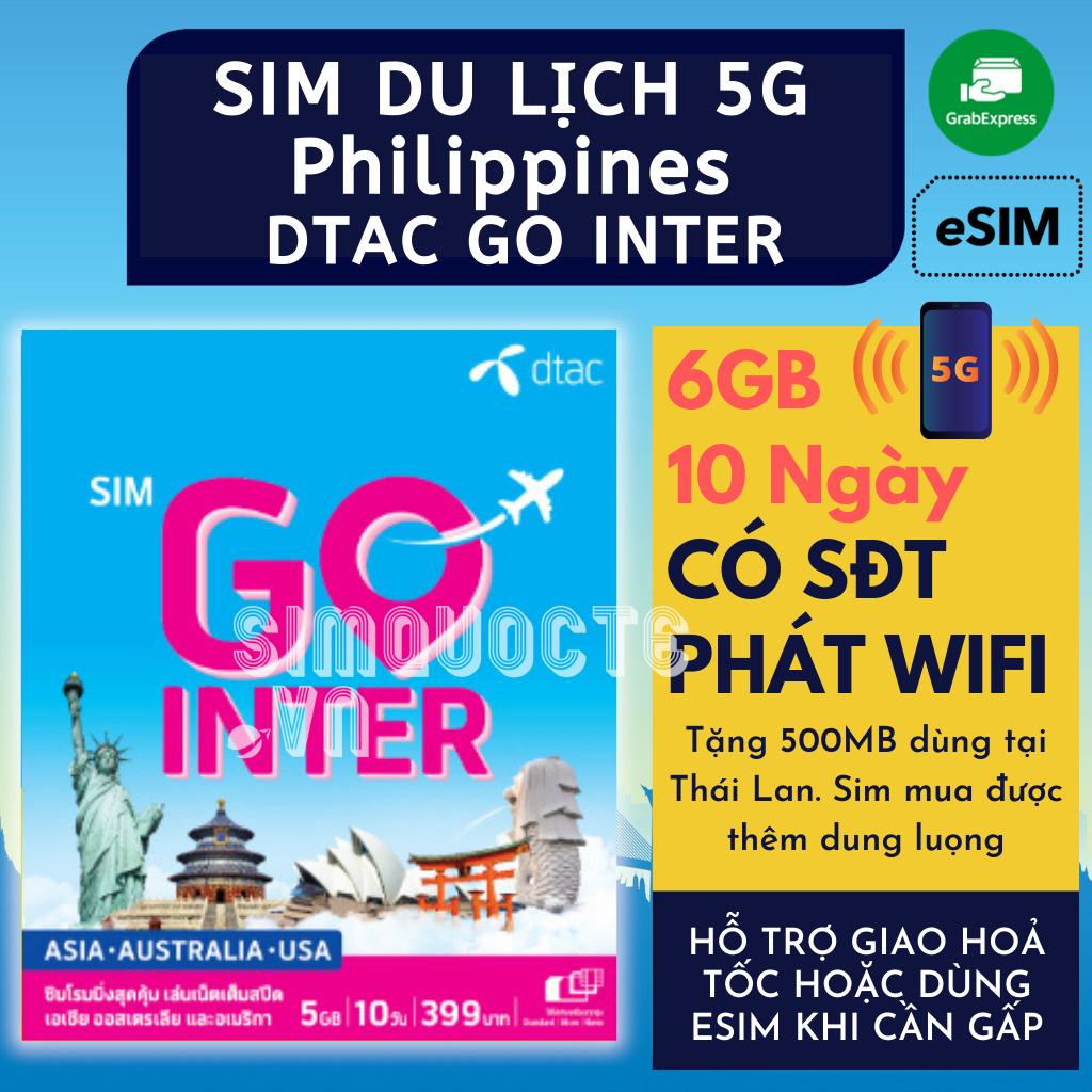 Sim Du Lịch 4G Philipines (Philippines) DTAC GO INTER Tốc Độ Cao Hỗ trợ Giao Nhanh và Esim ...