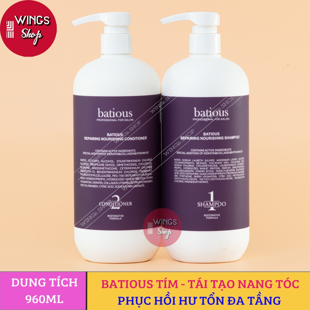 Cặp Dầu Gội Xả Batious 500ml-960ml Phục Hồi Hư Tổn Đa Tầng, Tái Tạo ...