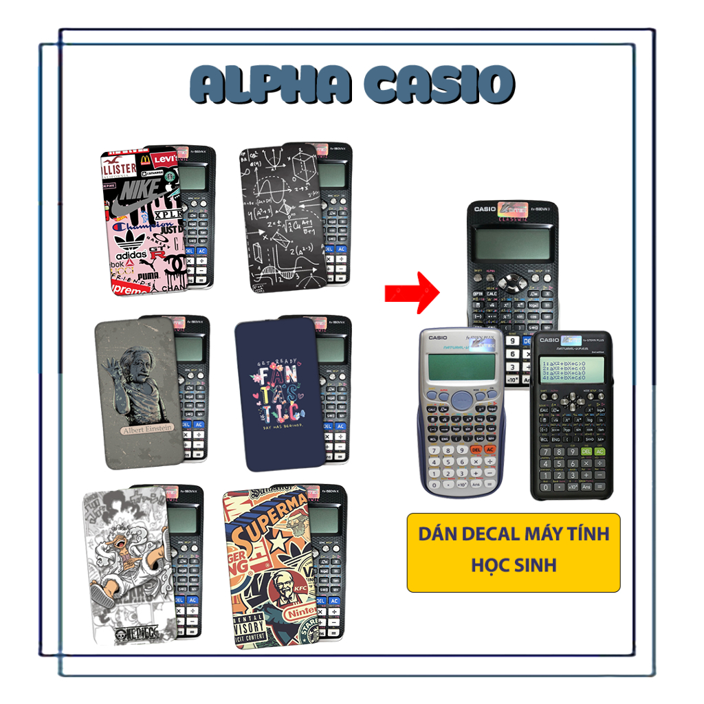 Skin miếng decal nắp ốp lưng dán máy tính casio fx 570vnplus fx 580cnx ...