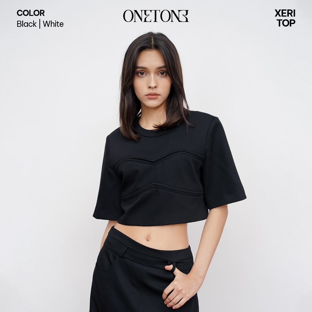 Áo kiểu Onetone dáng croptop tay lửng Xeri | Shopee Việt Nam