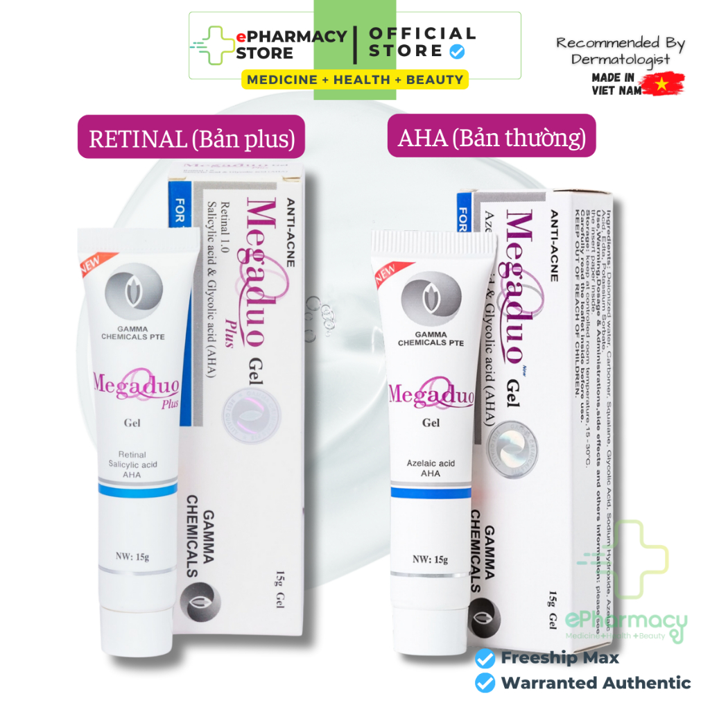MEGADUO PLUS Retinal - Gel Mega Duo + giảm mụn, giảm thâm, dưỡng da, mờ ...