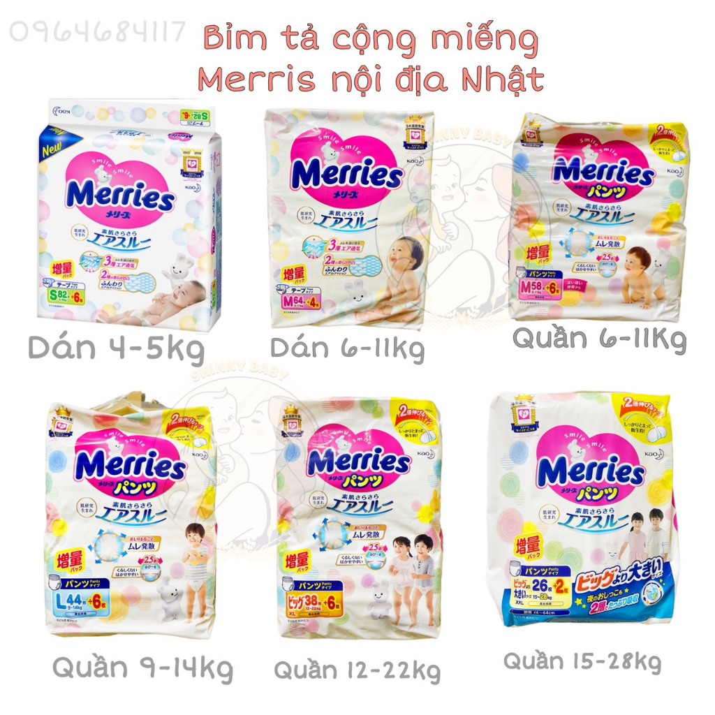 Bỉm Merries nội địa Nhật đủ size hàng cộng miếng | Shopee Việt Nam