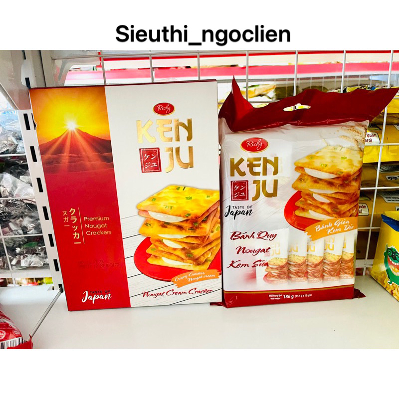 Bánh Quy Hành Nougat Kẹp Kem Kenju Richy Hộp 279g - Túi 186g [ Siêu ...