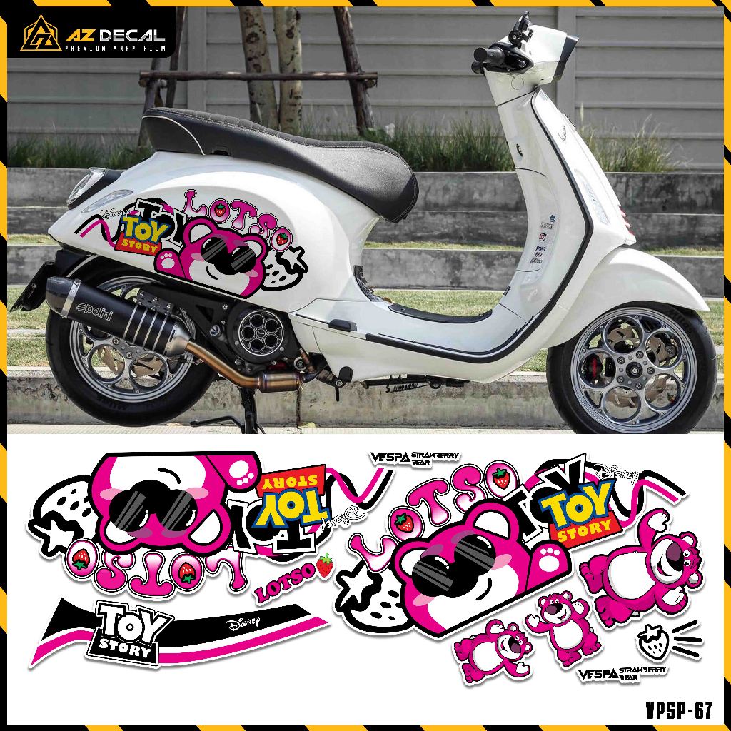 Tem Xe Vespa Sprint Primavera Gấu Dâu Lotso | VPSP67 | Team Decal Hình ...