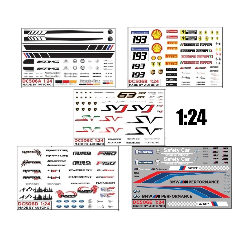 Decal nước trang trí xe Mercecdes -Ferari -Lamboghini -Ford -Bw DC506 ...