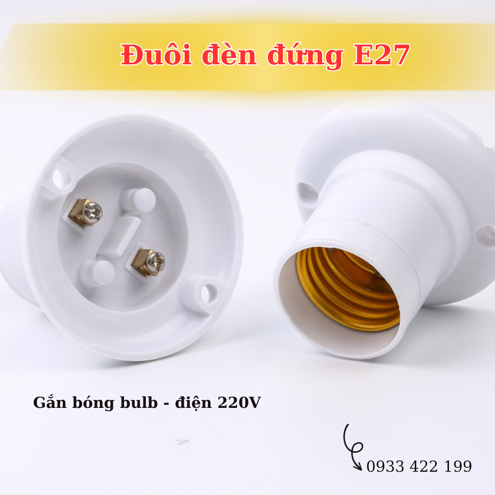 Đuôi đèn xoáy E27 gắn tường sử dụng cho bóng đèn bulb, bóng đèn có đuôi xoáy E27 | Shopee Việt Nam