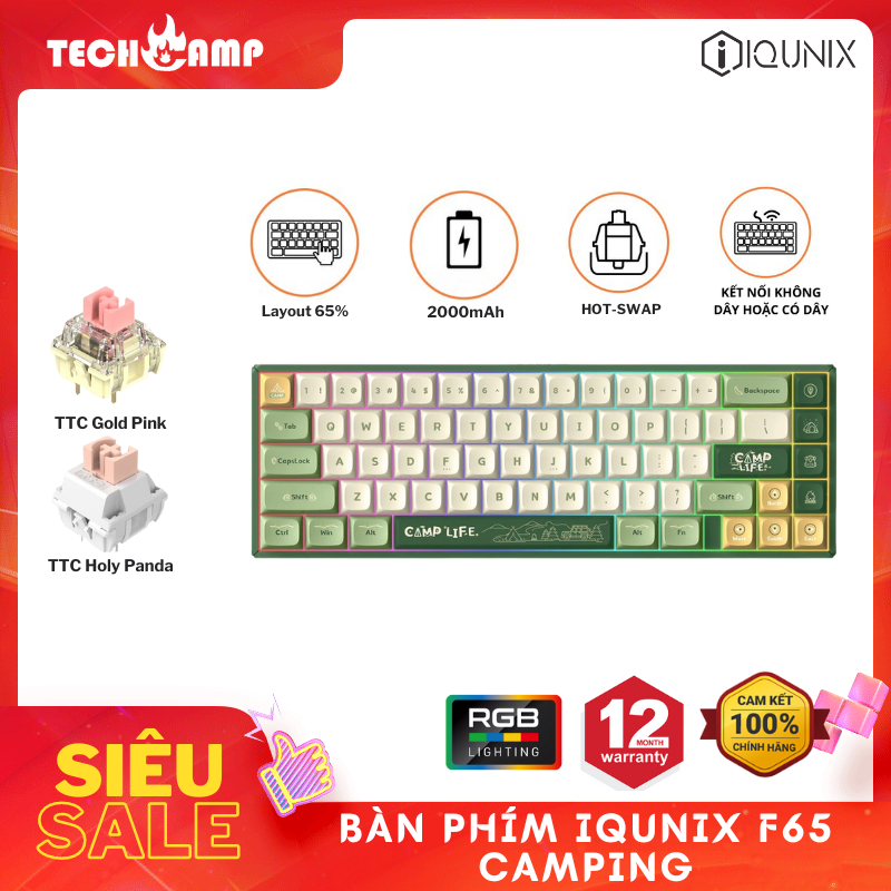 Bàn phím IQUNIX F65 Camping | RGB - 3 Mode - Aluminum - Hàng chính hãng | Shopee Việt Nam