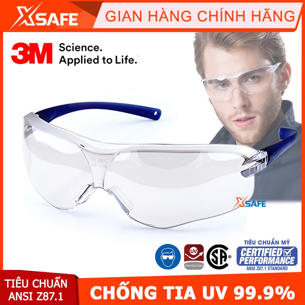 Kính bảo hộ 3M V34 Kính chống bụi chống tia UV, bám hơi nước, chống ...