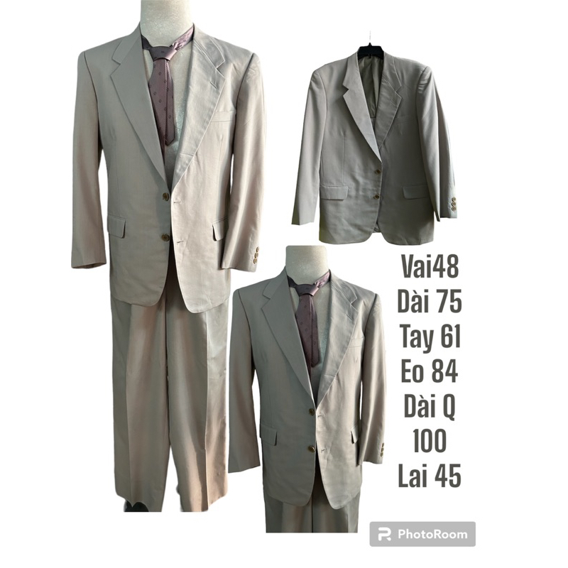 ️Set Vest Bộ NAM Vintage(Suit - Comle) Hè Thu Xám Bơ 1 lớp Hè Thu size ...