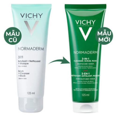 Vichy Sữa Rửa Mặt 3 Tác Dụng Vichy Normaderm 3 in 1 Scrub + Cleanser ...
