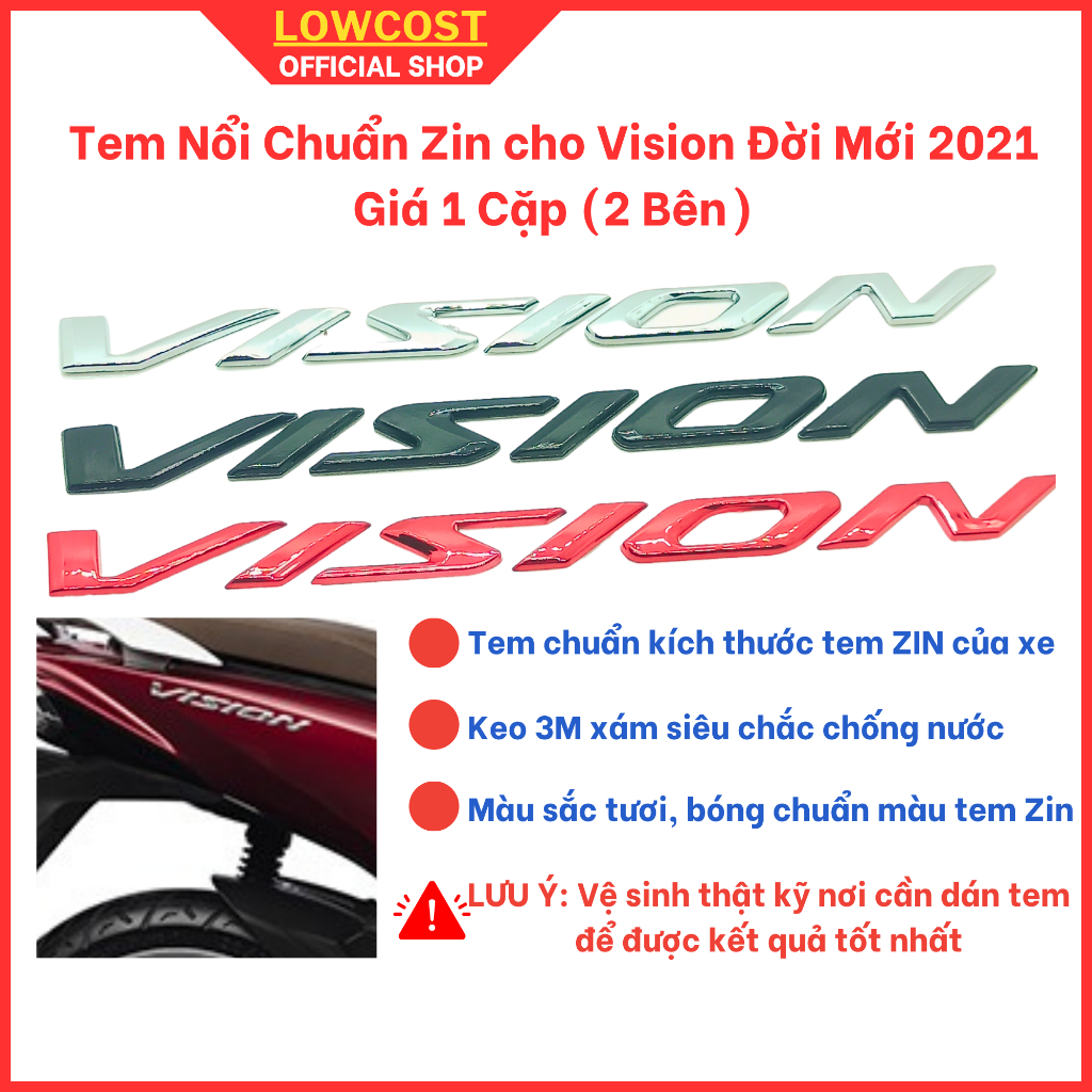 Cặp tem chữ nổi VISION đời 2021 chuẩn mẫu ZIN nhựa cứng siêu bền, keo ...