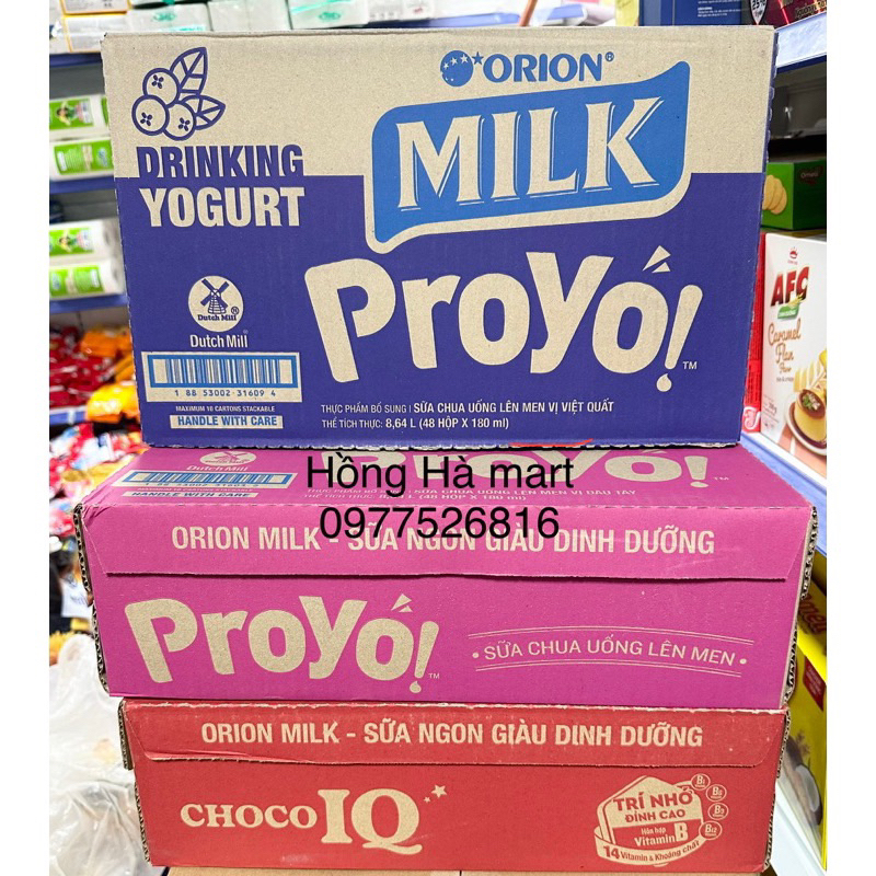 Thùng Sữa ProYo! ORION 180ml x48 hộp Vị Việt Quất/ Dâu Tây/ Lúa Mạch ...