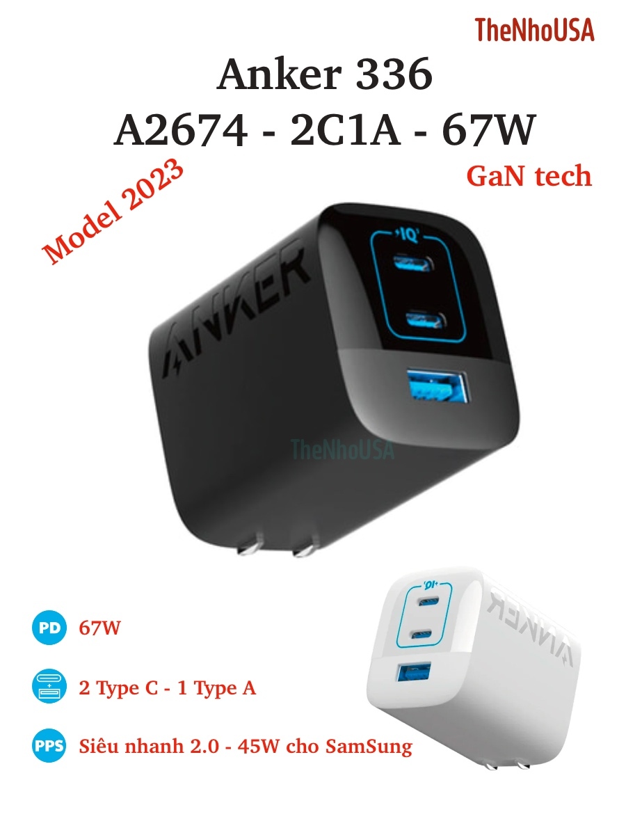 Củ sạc nhanh Anker 67W 3 cổng 2C1A IQ3 A2674 model 2023 BH18T | Shopee Việt Nam
