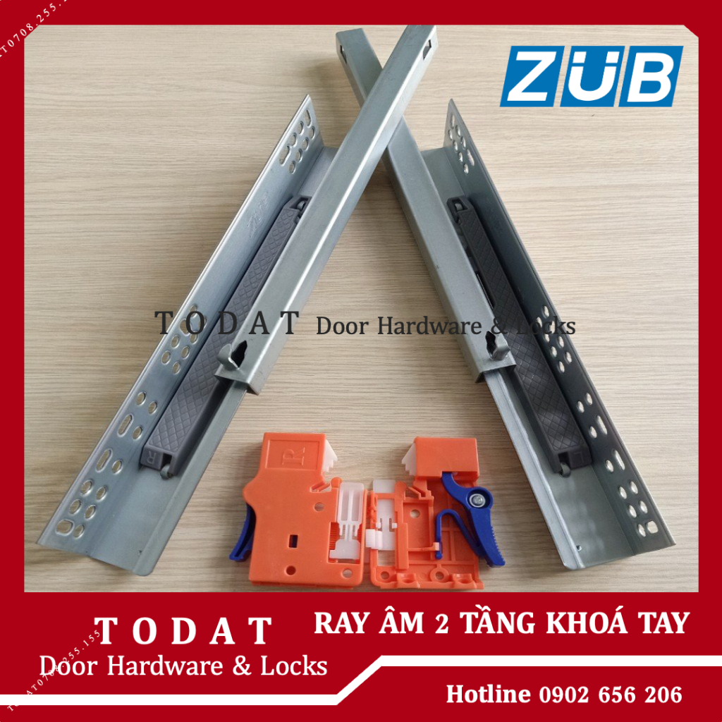 Ray Âm 2 Tầng Giảm Chấn ZUB Có KHOÁ TAY độ mở 3/4 - Thanh trượt 2 tầng ...