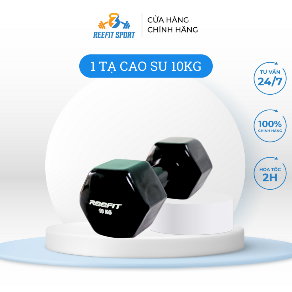 Tạ tay cao su 10kg Reefit màu đen (Reefit Sport) | Shopee Việt Nam