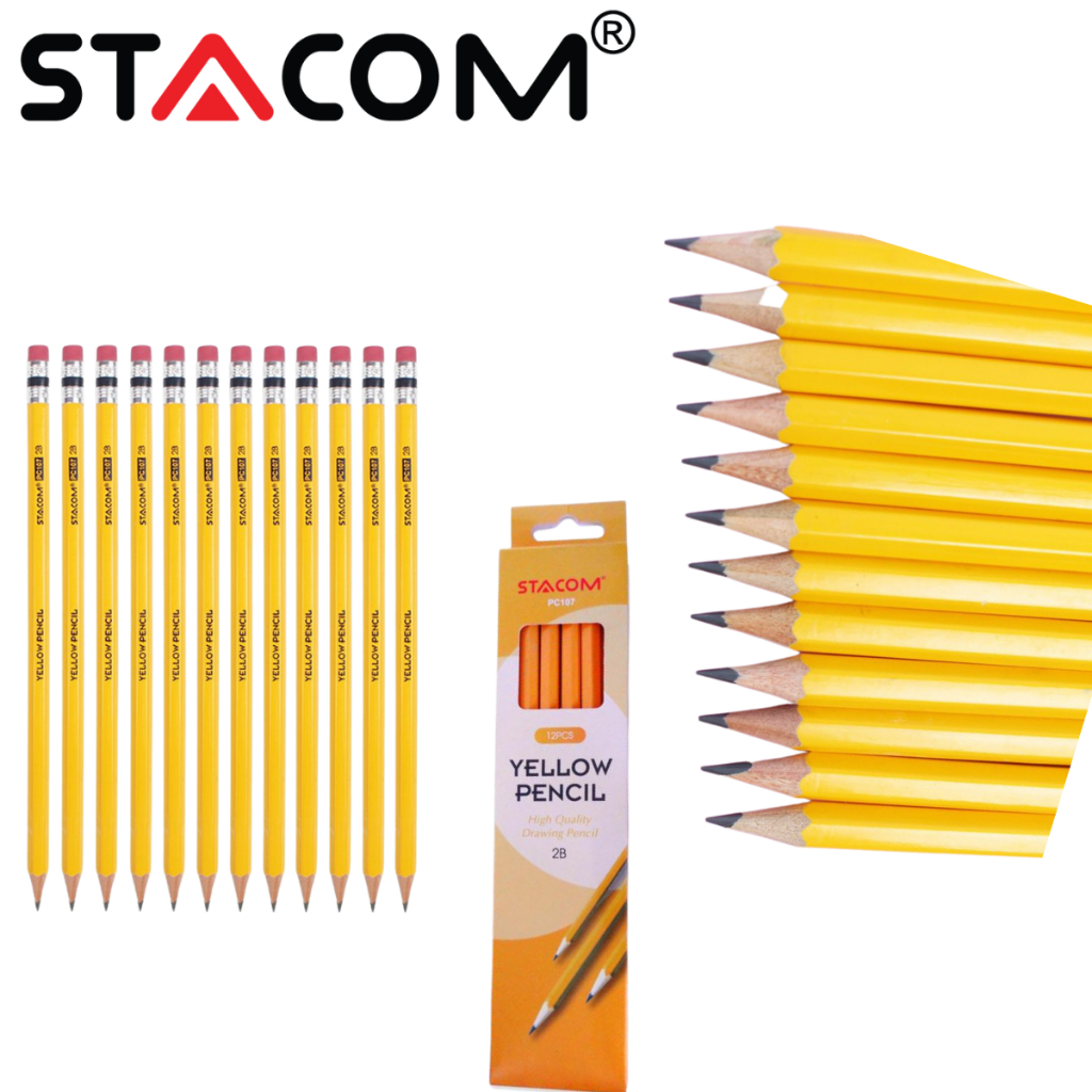 Bút chì thân vàng 2B Stacom PC107 (hộp 12 cây) | Shopee Việt Nam