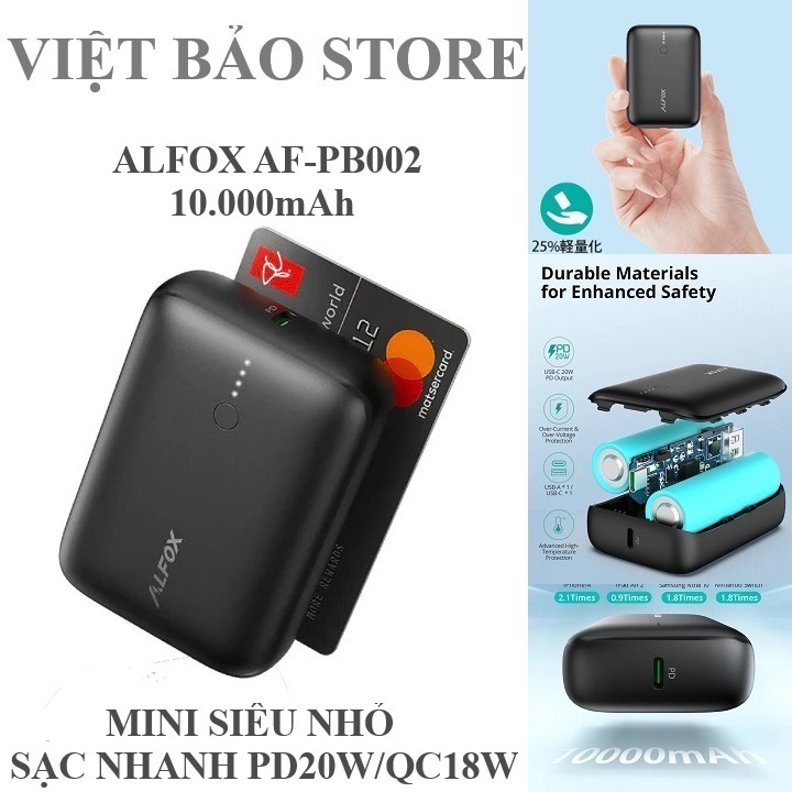 Pin sạc dự phòng Mini Siêu nhỏ 10000mah ALFOX AF-PB002 sạc nhanh PD20W ...