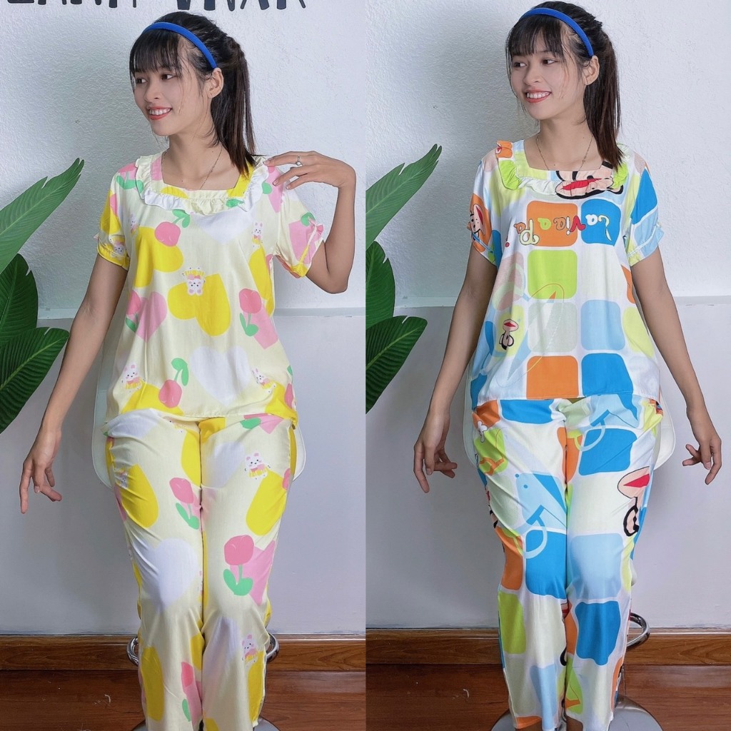 Bộ lanh nữ 9 tấc tay ngắn cổ vuông 9TN108 VNXK 45-75kg, Đồ bộ tole 2 da loại 1 mịn mát | Shopee ...