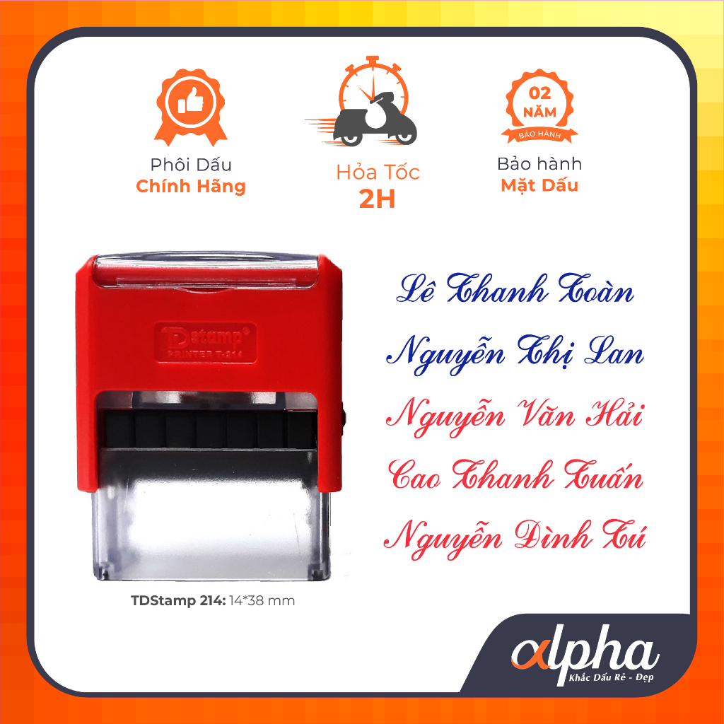 Con Dấu Tên Làm Theo Tên Yêu Cầu 1 Dòng, Có Mực Sẵn Kích Thước 14x38mm ...