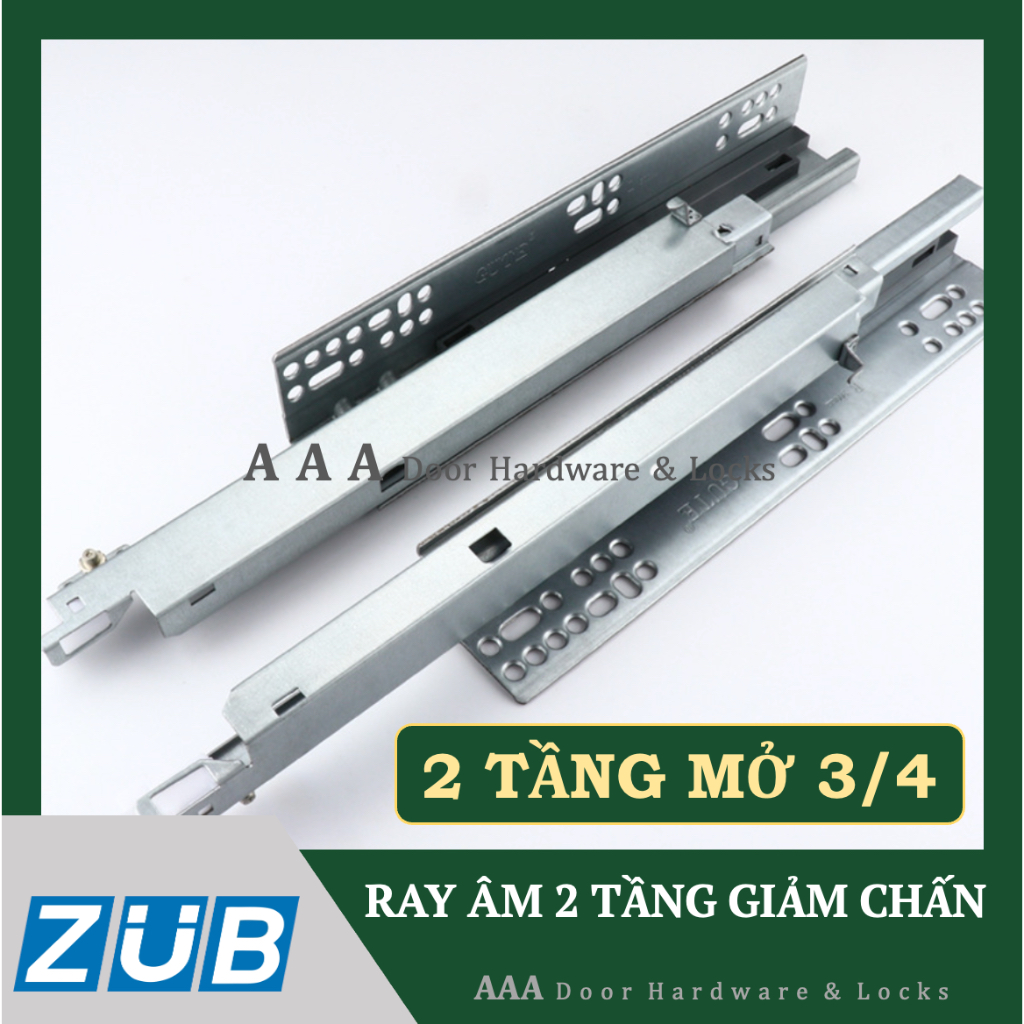 [ZUB] Ray âm giảm chấn 2 tầng Khoá chốt, độ mở 3/4 có đủ kích thước (1 ...