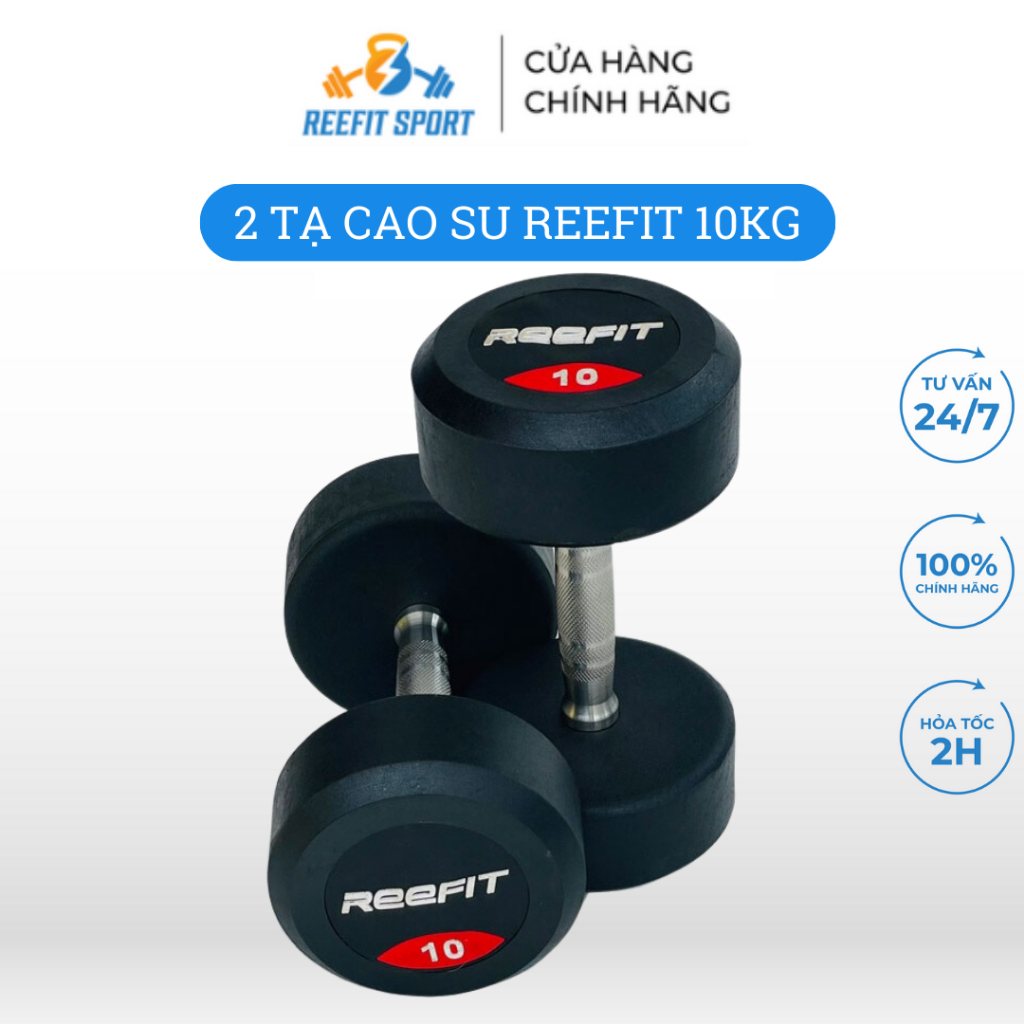 Bộ 2 tạ tay cao su Reefit 10kg Tạ Phòng Tập màu đen (gồm 2 tạ 10kg, tổng 20kg) | Shopee Việt Nam