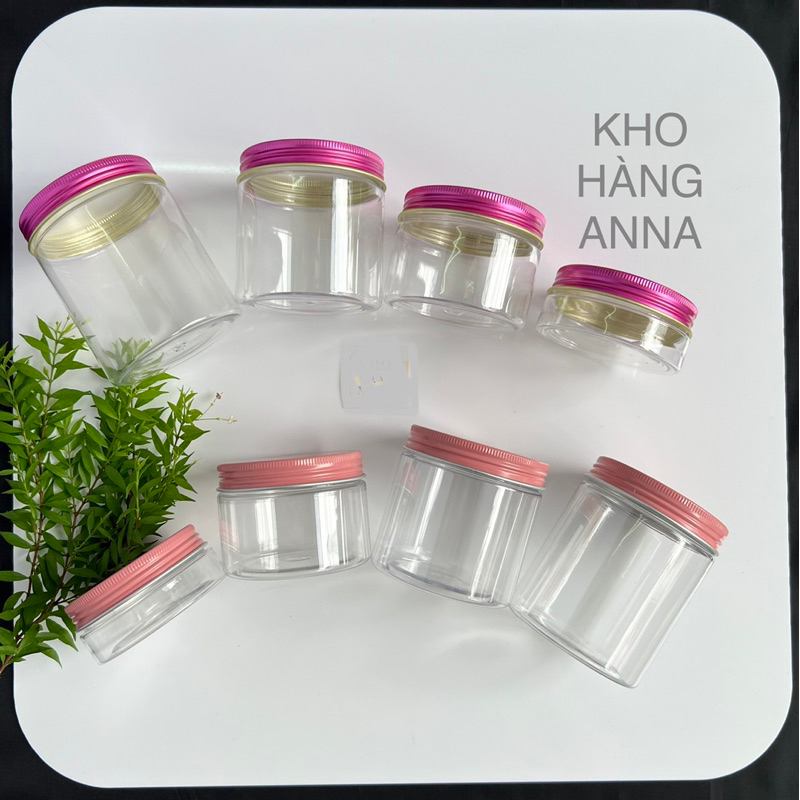 HỦ NHỰA TRONG SUỐT NẮP NHÔM TÍM HỒNG - Hộp nhựa pet 500g / 300g / 250g / 200g / 100g / 50g chiết ...