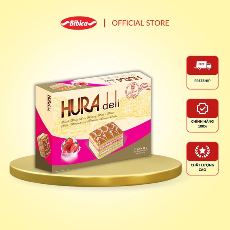 Bánh Hura Deli Sữa - Dâu 336g (12 gói x 28g) | Shopee Việt Nam