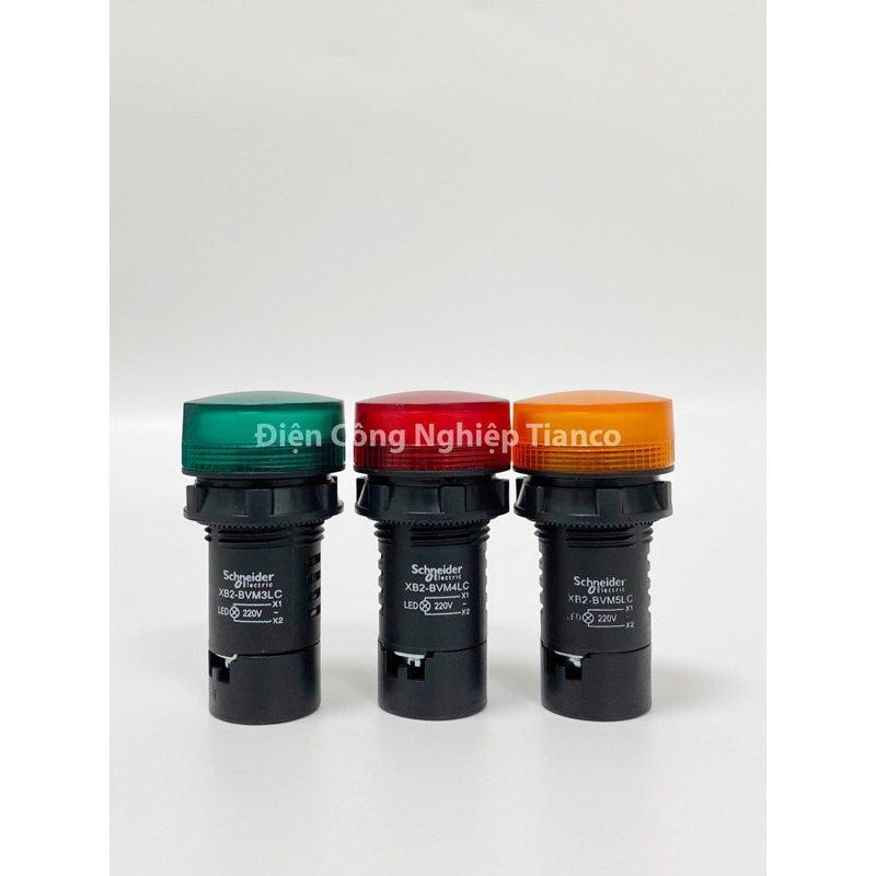 Đèn báo pha Schneider XB2-BVM3LC, XB2-BVM4LC, XB2- BVM5LC đỏ vàng xanh ...