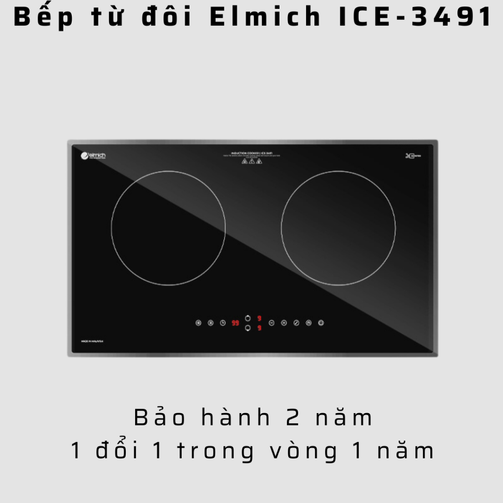 Bếp từ đôi Elmich ICE-3491, công suất 4400W, hàng chính hãng bảo hành ...