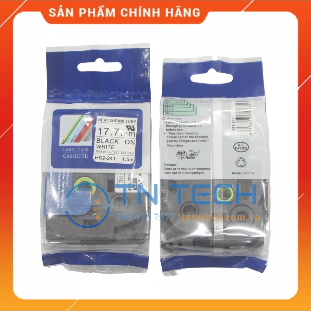 Ống co nhiệt Brother HS2-241 - Đen nền trắng 17.7mm x 1.5m | Shopee Việt Nam