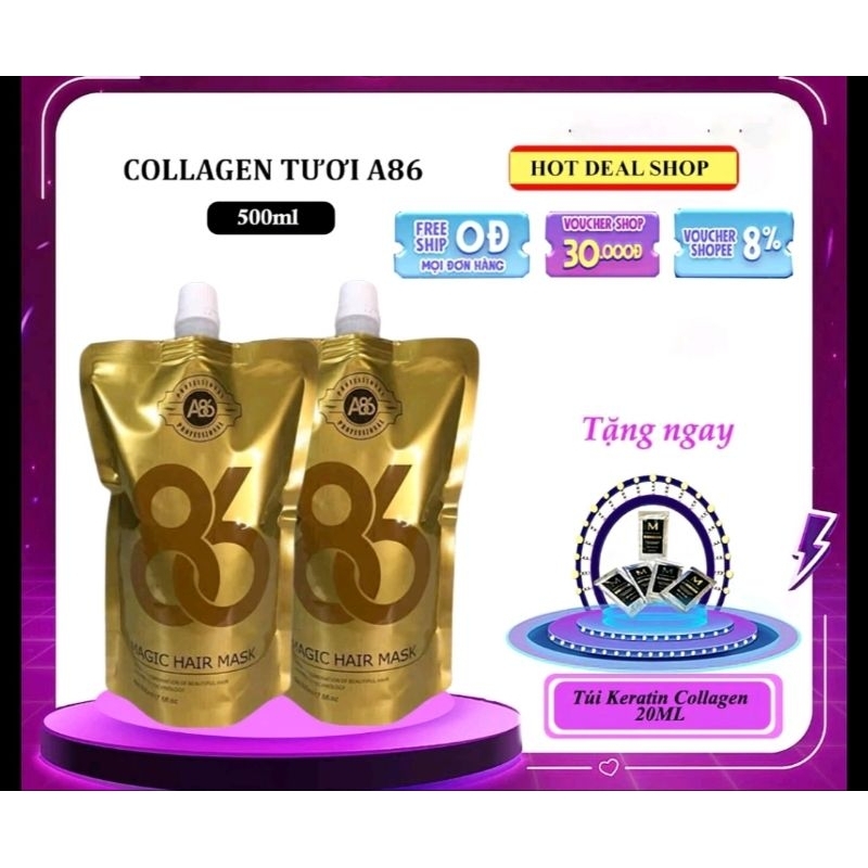 Collagen tươi A86 phục hồi tóc hư tổn khử kiềm hóa chất cung cấp dưỡng ...