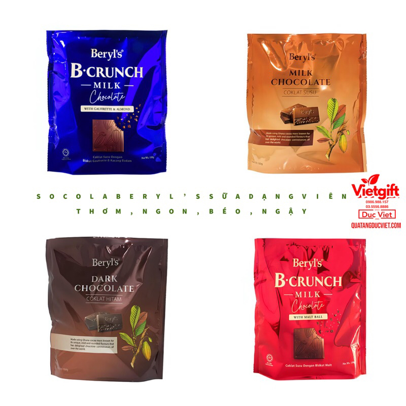 Socola Beryl’s Malaysia 150G socola viên hạt lúa mạch giòn | Shopee ...