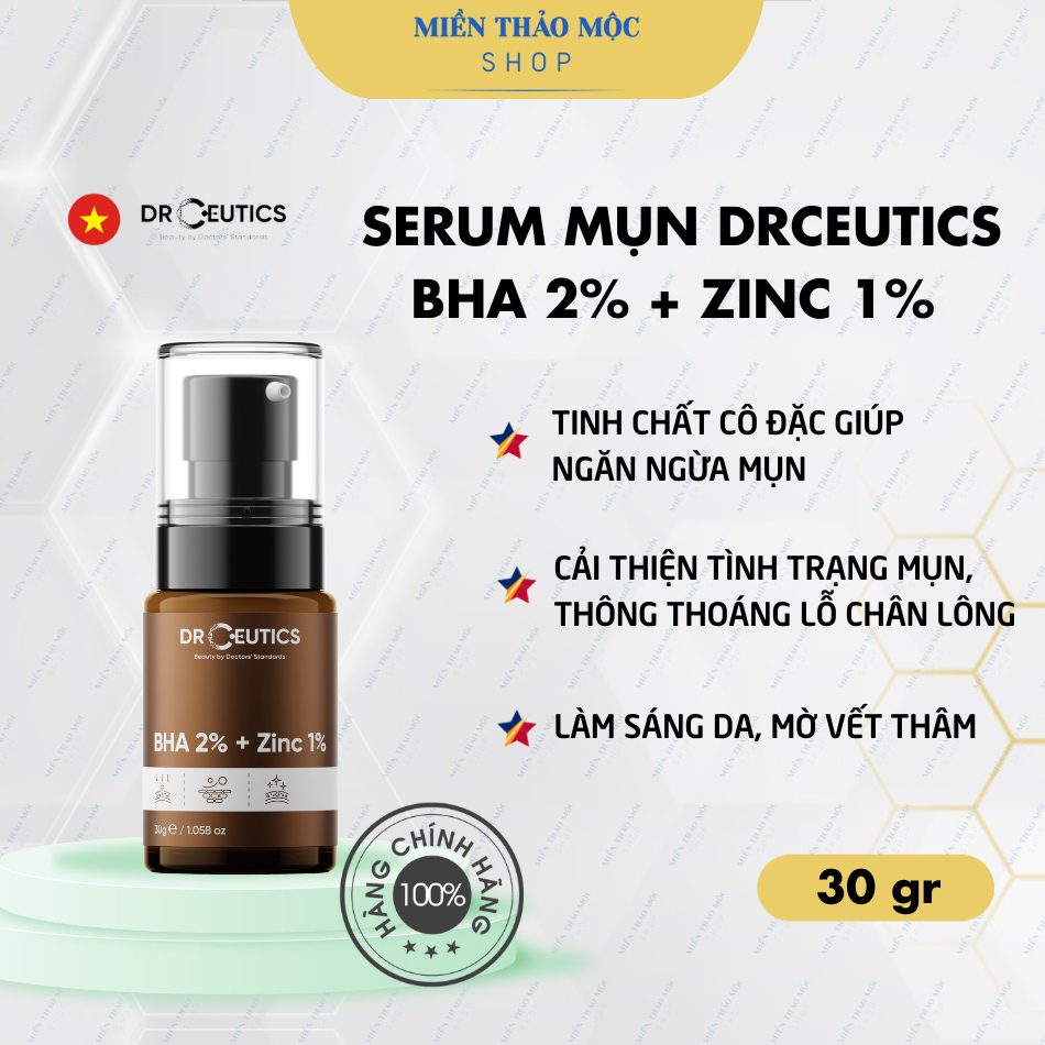 Serum Dr Ceutics BHA 2% + Zinc 1% Làm Giảm và Ngừa Mụn 30 ml 100ml ...