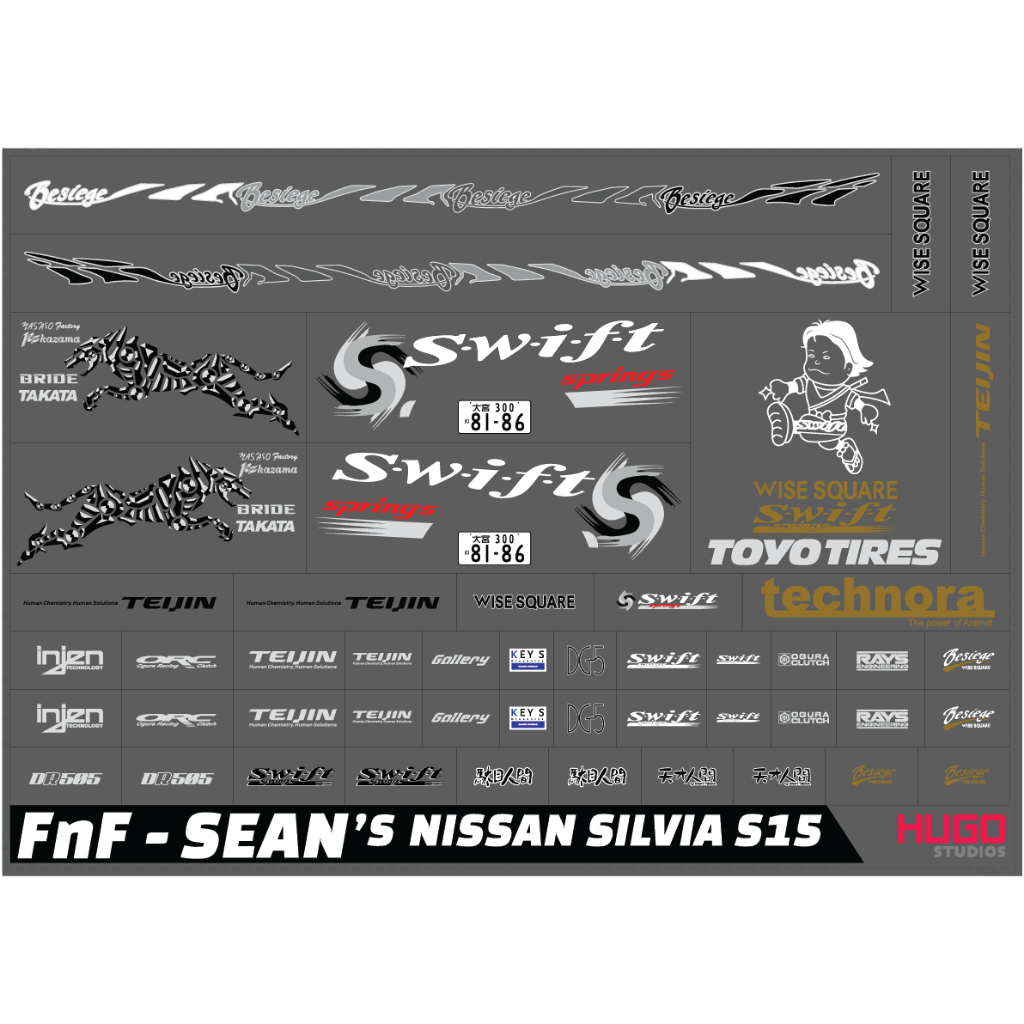 Hugo Studios Decal trượt nước Fast And Furious Sean - Nissan Silvia S15 ...