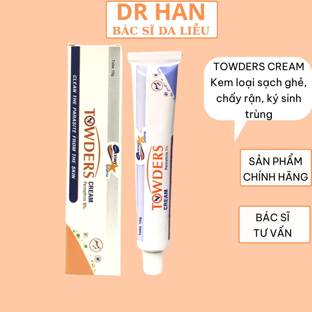 Towders cream kem bôi ghẻ, loại bỏ các loại ký sinh trùng, rận mu 15g ...