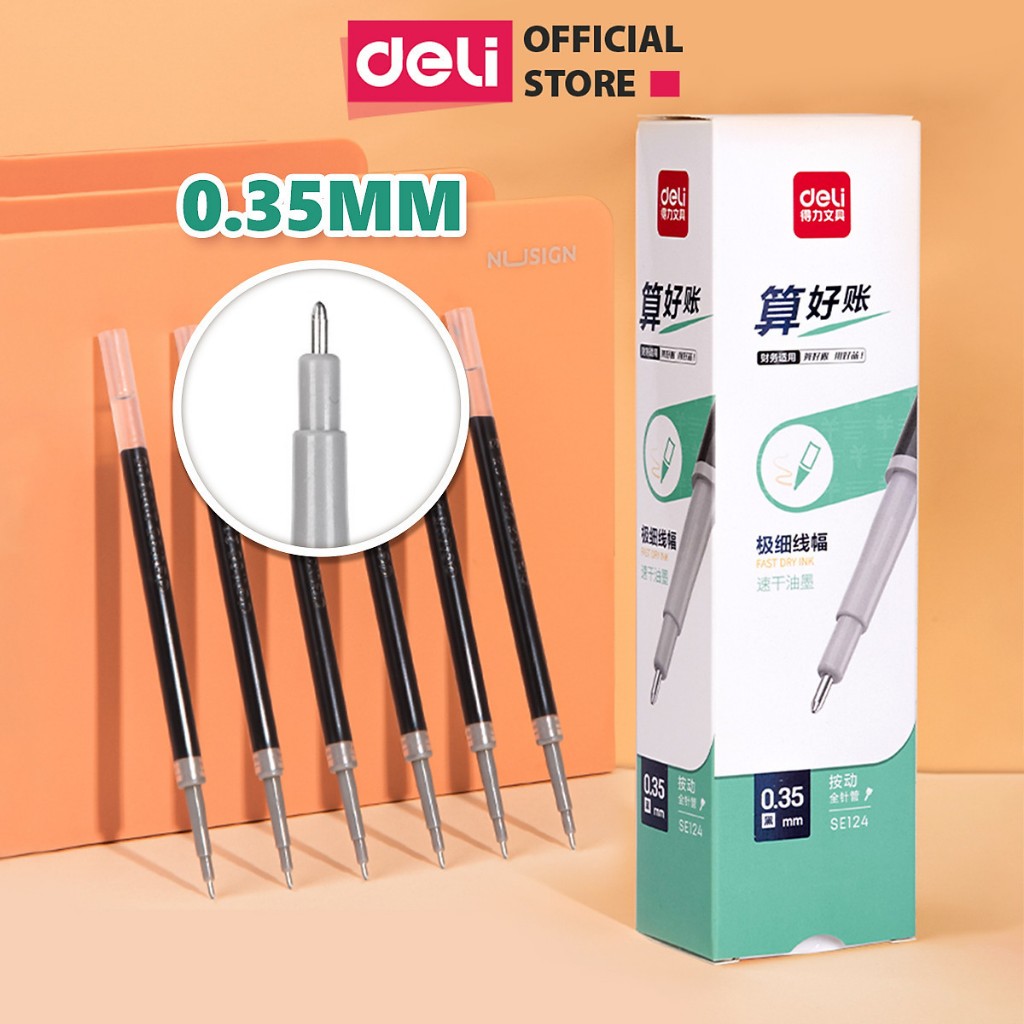 Lốc 10 Ruột bút gel Deli 0.35mm SE124 dùng cho bút bi nước SA130/A122 ...