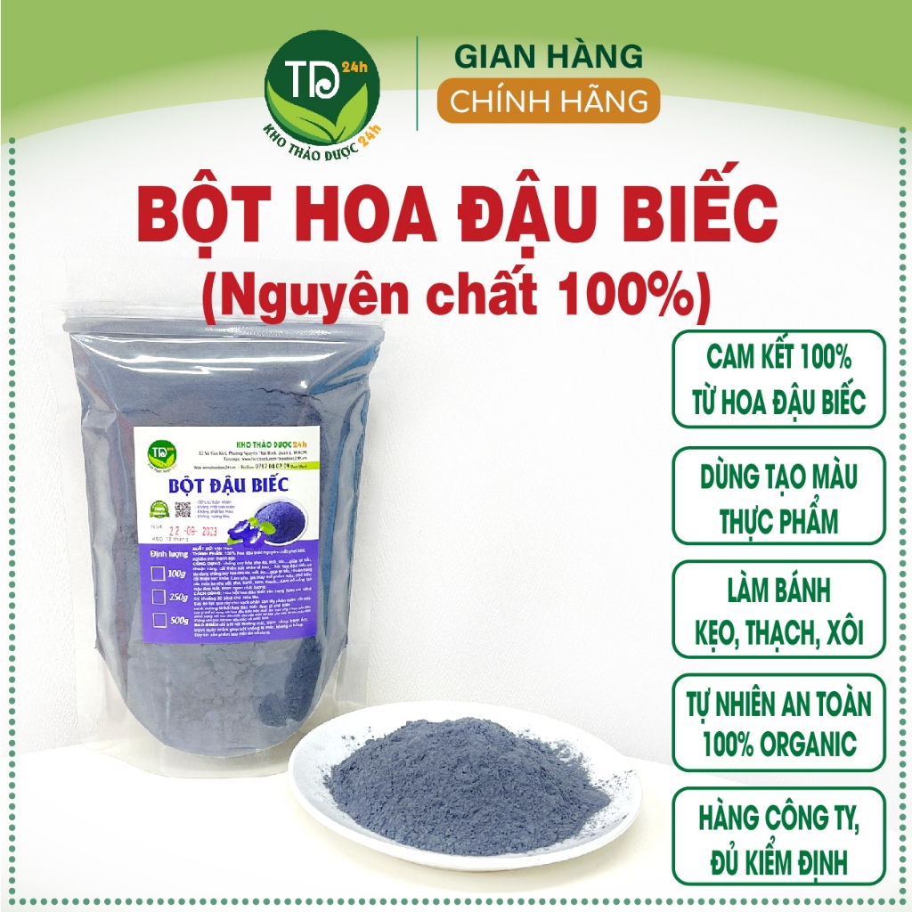 Bột Hoa đậu Biếc Nguyên Chất 100 Dùng Nấu Xôi Làm Bánh Chè Rau Câu Thạch Dừa Tạo Màu Và