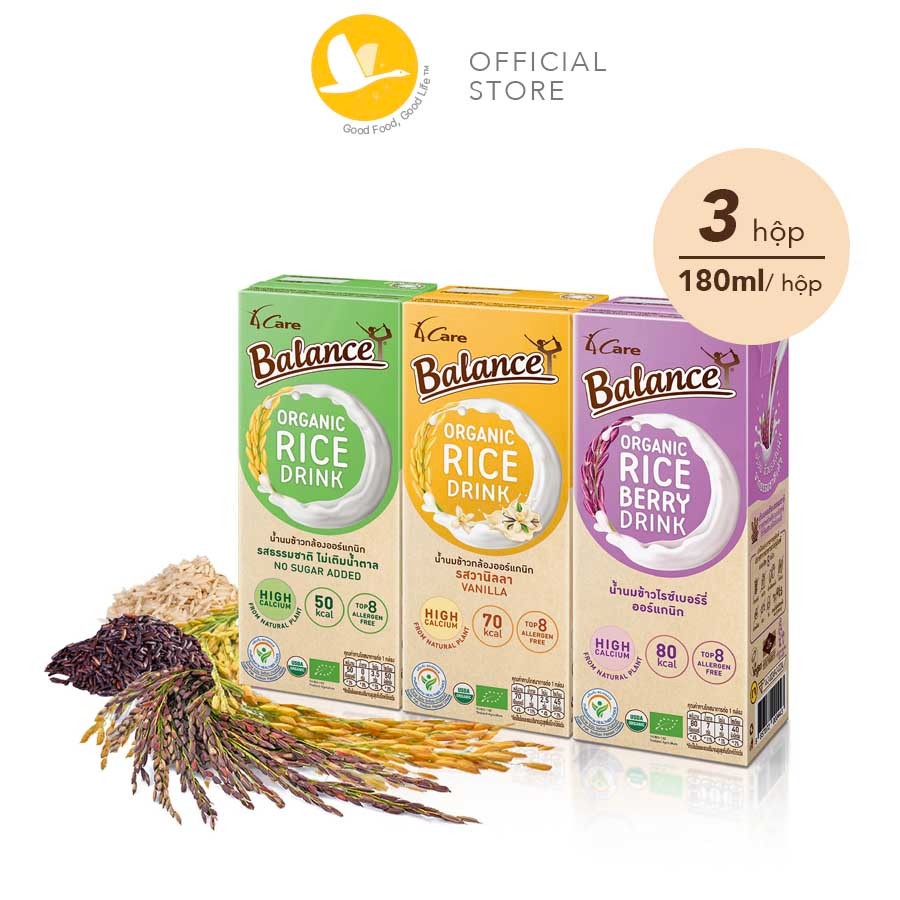 [SET 3 HỘP 3 VỊ] Sữa gạo hữu cơ 4Care Balance (3 hộp x 180ml) | Shopee ...