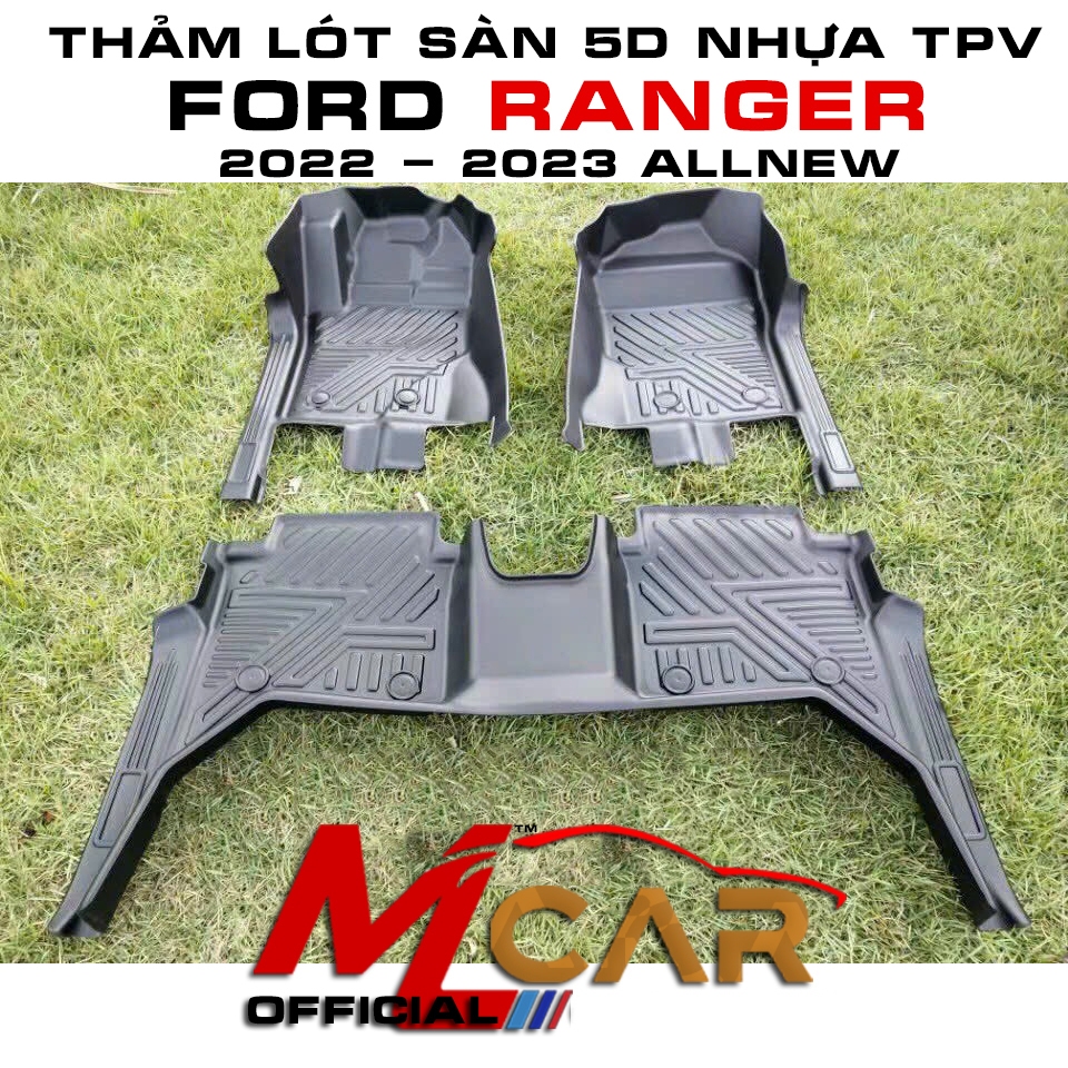 Thảm lót sàn nhựa 5D Ford Ranger/Raptor 2023 đúc nguyên khối TPV nguyên ...