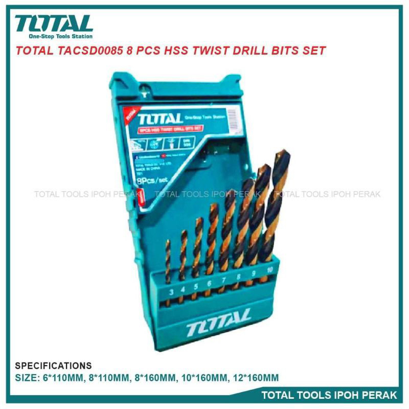 (KKT) Bộ 8 mũi khoan kim loại TOTAL TACSD0085 (Chính hãng TPC) | Shopee ...