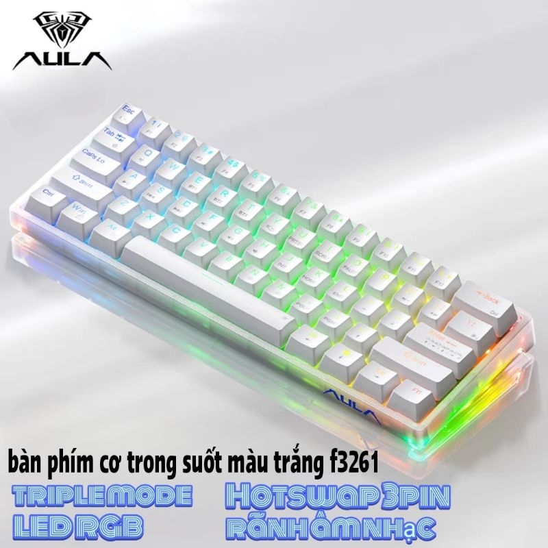 Bàn phím cơ gaming aula f3261 không dây triple mod led rgb | Shopee Việt Nam